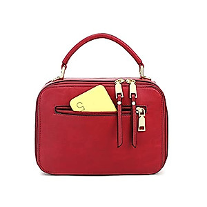 Crossbody Bags for Women, Trendy Design Satchels Shoulder Bag Handbags Tote Bag Double Zip Top-Handle Bags Camera Bag Purse (red)