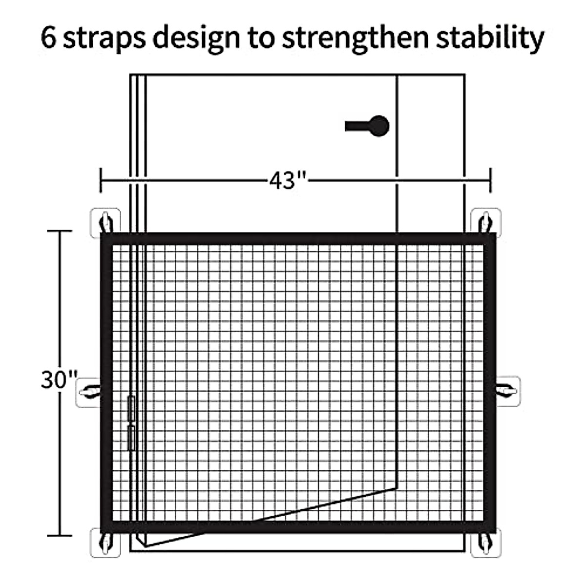 NWK 43'' X 30'' Magic Pet Gate Baby Gate for The House Stairs Providing a Safe Enclosure for Pets to Play and Rest, 6 Straps Design, 9 Hooks