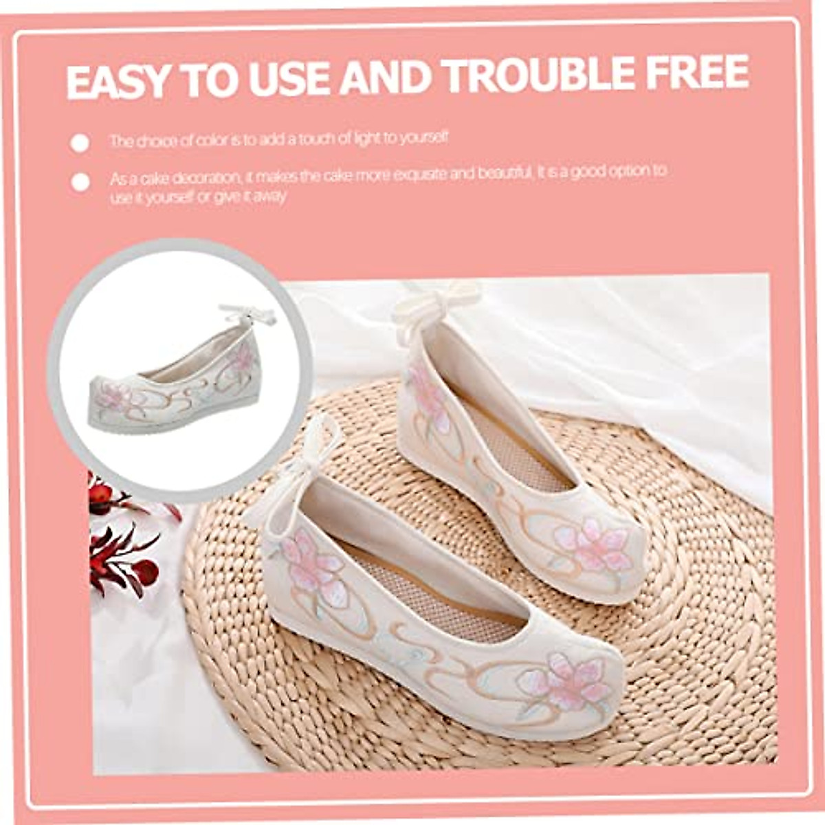 KESYOO 1 Pair Embroidered Shoes Female Silk Shoes Slippers House Slippers Ancient Ballet Shoes Pumps Shoes Vnitage Pumps Sandals Cotton Clothing Shoes White Folk-Custom Bride