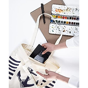 LANGCYGO Nautical Theme Anchor Cotton Canvas Tote Bag with an Inner Pocket, Top Zipper Closure Reusable Grocery Bags For Women,School Shopping,Beach Grocery (Anchor L)