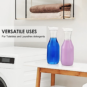 6 Pack Large 50 Oz Water Carafe with White Flip Top Lid, Clear Plastic Juice Jar Containers, Mimosa Bar Beverage Pitcher BPA Free - for Water, Iced Tea, Juice, Lemonade, Milk, Soda —HAND WASH ONLY