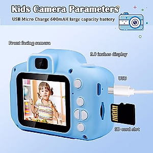 Kids Camera Toys for 3-12 Years Old Boys Girls,Selfie HD Digital Video Cameras for Kids with Protective Silicone Cover, 32GB SD Card,Toddler Digital Camera (Blue)