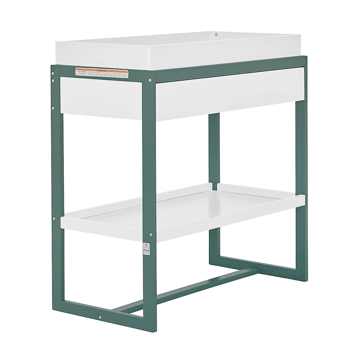 Dream On Me Arlo Changing Table in Jungle Green, Made of Solid New Zealand Pinewood, Non-Toxic Finish, Comes with Water Resistant Mattress Pad & Safety Strap