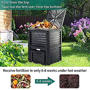 YITAHOME Large Outdoor Compost Bin, 80 Gallon (300L) Composter Box with Snap-on Top Lid and Aeration System, Lightweight Garden Compost Barrel Tumbler, Easy Assembly, BPA Free