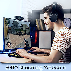 EMEET Webcam with Microphone, 1080P HD 60FPS Streaming Webcam USB Webcam w/2 Noise Reduction Mics,Software Control,90°FOV，Autofocus,Webcam for Desktop PC Mac Laptop Zoom Gaming FaceTime Teams Twitch