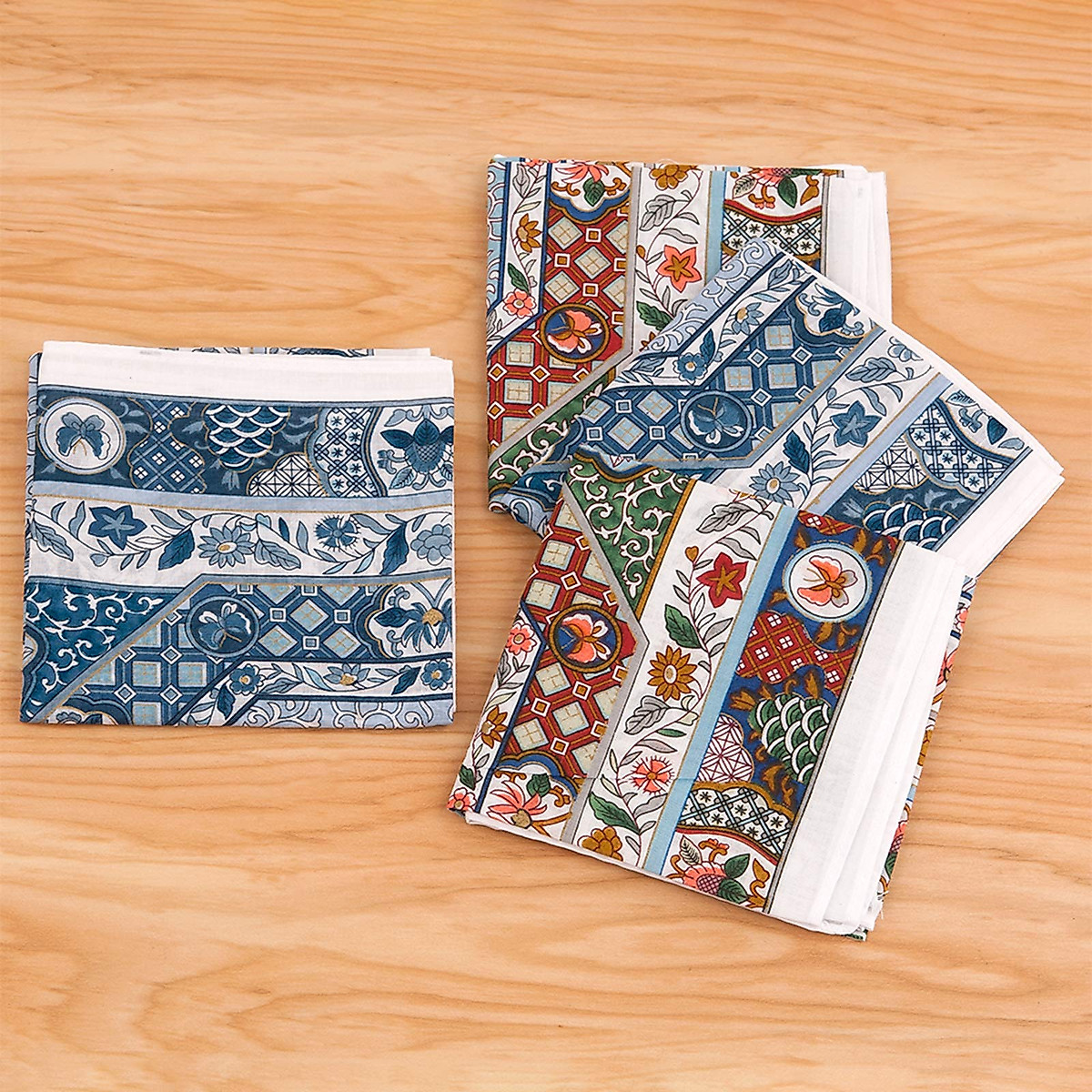 HOULIFE Women Floral Print Handkerchiefs, Vintage Flower Printing Hankies Soft Cotton Ladies Handkerchief for Wedding Party (Mixed 1-8pcs)