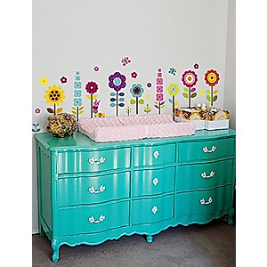 Flower Wall Stickers for Kids - Floral Garden Wall Decals for Girls Room - Removable Toddlers Bedroom Vinyl Nursery Wall Décor [27 Art clings] with Free Bird Gift!