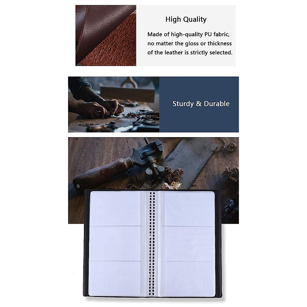 Business Card Organizer Business Card Holder Book, Portable Business Card Binder File Sleeve Storage, Business Card Holders, Name Card Holder for Men & Women, 120 Cards, Black