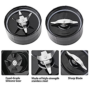 Replacement Parts Compatible with 250W Magic Bullet – Premium Set of Blender Replacement Accessories with Mono-Wing and Cross Blade Replacement, Rubber O-Ring Sealing Gaskets