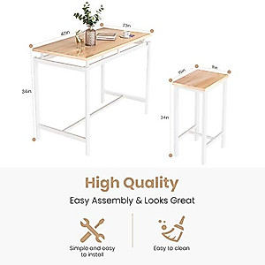 Recaceik 5 PCS Dining Table Set, Modern Kitchen Table and Chairs for 4, Wood Pub Bar Table Set Perfect for Breakfast Nook, Small Space Living Room