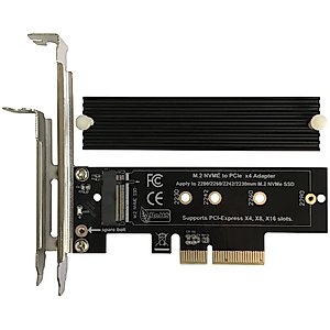 Bejavr M.2 NVME to PCIe 3.0/4.0 x4 Adapter, NVME/AHCI SSD to PCIe Expansion Card with Aluminum Heatsink Solution, Supports PCI-Express X4 X8 X16 Slots