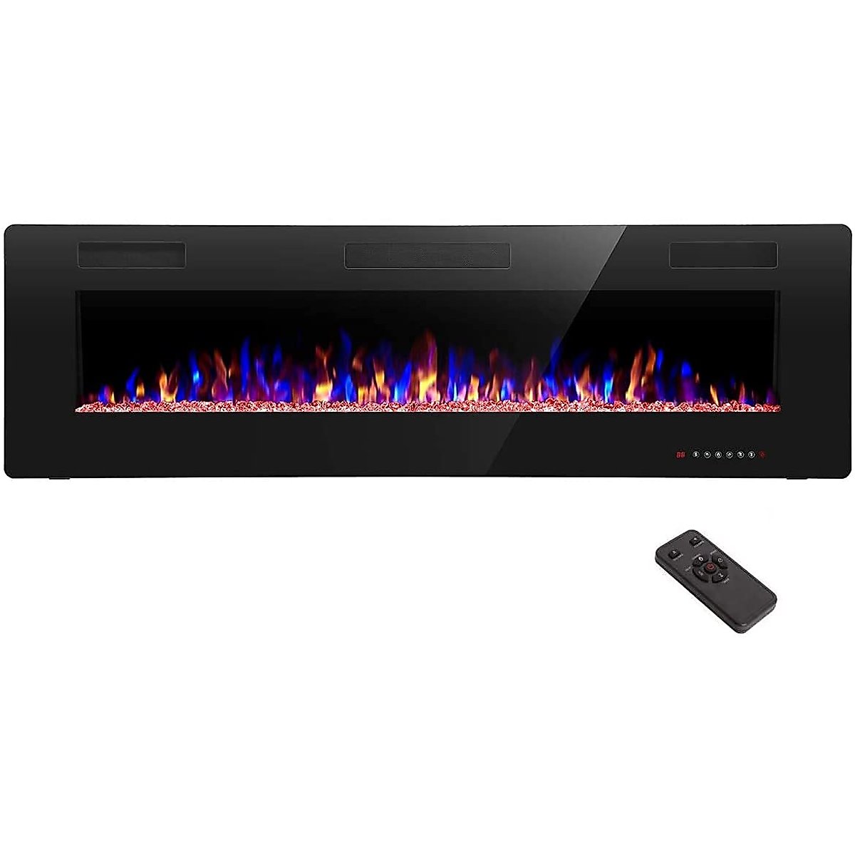 R.W.FLAME 68 inch Recessed and Wall Mounted Electric Fireplace, Ultra Thin and Low Noise,Fit for 2 x 6 Stud, Remote Control with Timer,Touch Screen,Adjustable Flame Color and Speed