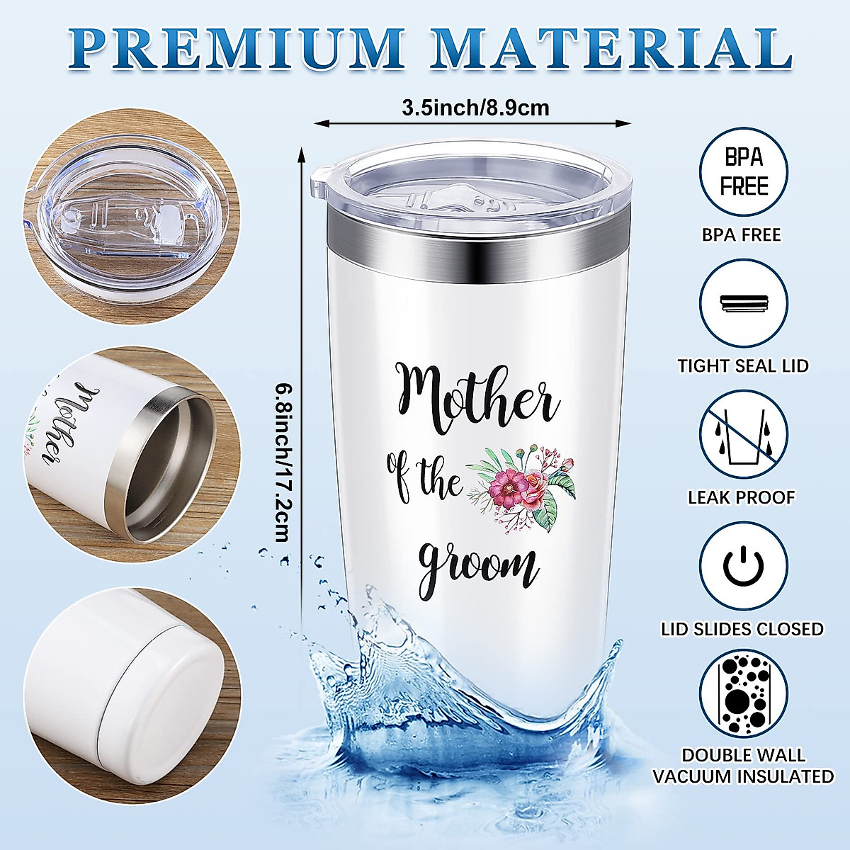 Mother of The Groom Gifts Mother of The Bride Tumblers Mug Makeup Bags Mother Cosmetic Bags Mother Jewelry Tray Ceramic Jewelry Holder Dish Trinket Box for Mom Engagement Party (Mother of The Groom)