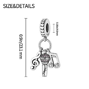 Pandach 925 Sterling Silver Charms for Bracelet&Necklace Dangle Pendant Bead with 5A Cubic Zirconia Stones,Jewelry Beads Gifts for Women