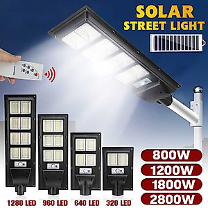 HYTC 800W 1200W 1800W 2800W Outdoor Waterproof Solar Light Road Suitable for Street Light Garden Square Road Lighting-Black 320led, keow9-004