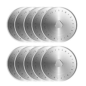 Kingsource SKS-7 Titanium Coated 10 Packs 60mm Pack Rotary Cutter Blades Replacement for Fits Olfa, Fiskar, Martelli, Truecut Cutter Patchwork Tool, Perfect for Cuts Fabric, Sewing, Leather and Paper