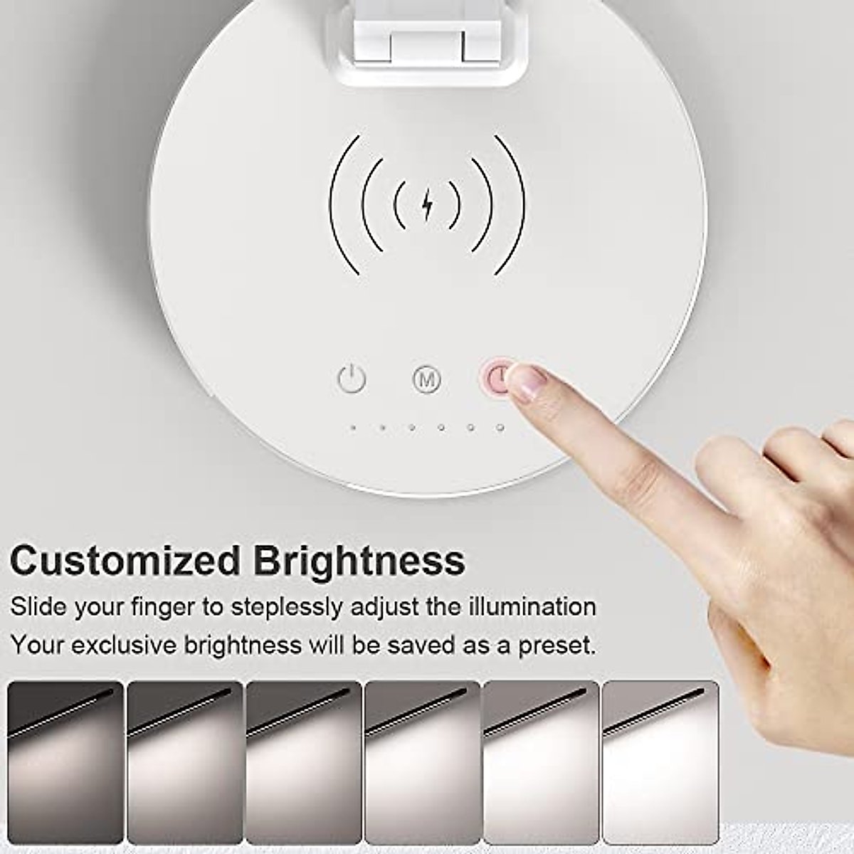 Vansuny LED Desk Lamp with Wireless Charger USB Charging Port Touch Control Dimmable Office Lamp 1h Timer 5 Color Modes 6 Brightness Levels Eye-Caring Table Lamp for Home Office Bedroom White
