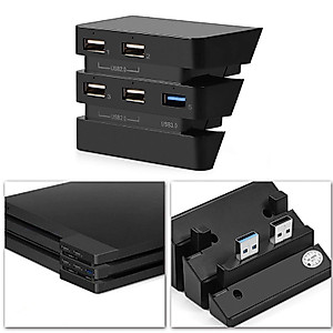 Santing ABS USB Hub, Professional Multi-Port USB Hub, with LED Indicators for Ps4 Pro Console Easy Installation Ps4 Pro Default