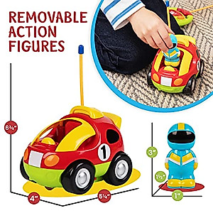 PREXTEX Remote Control Car for Toddlers (2 Pack) - Toys for 2-3+ Year Old Boys & Girls - Two Cartoon RC Cars: Police & Race Car - Toddler Toys for Boys & Girls Birthday Gifts