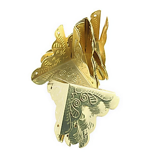 Box Corner Protector RLECS 20PCS Golden Triangle Rattan Carved Wood Case Edge Guards with 80PCS Screw Three Sided Full Protection Corner Guard