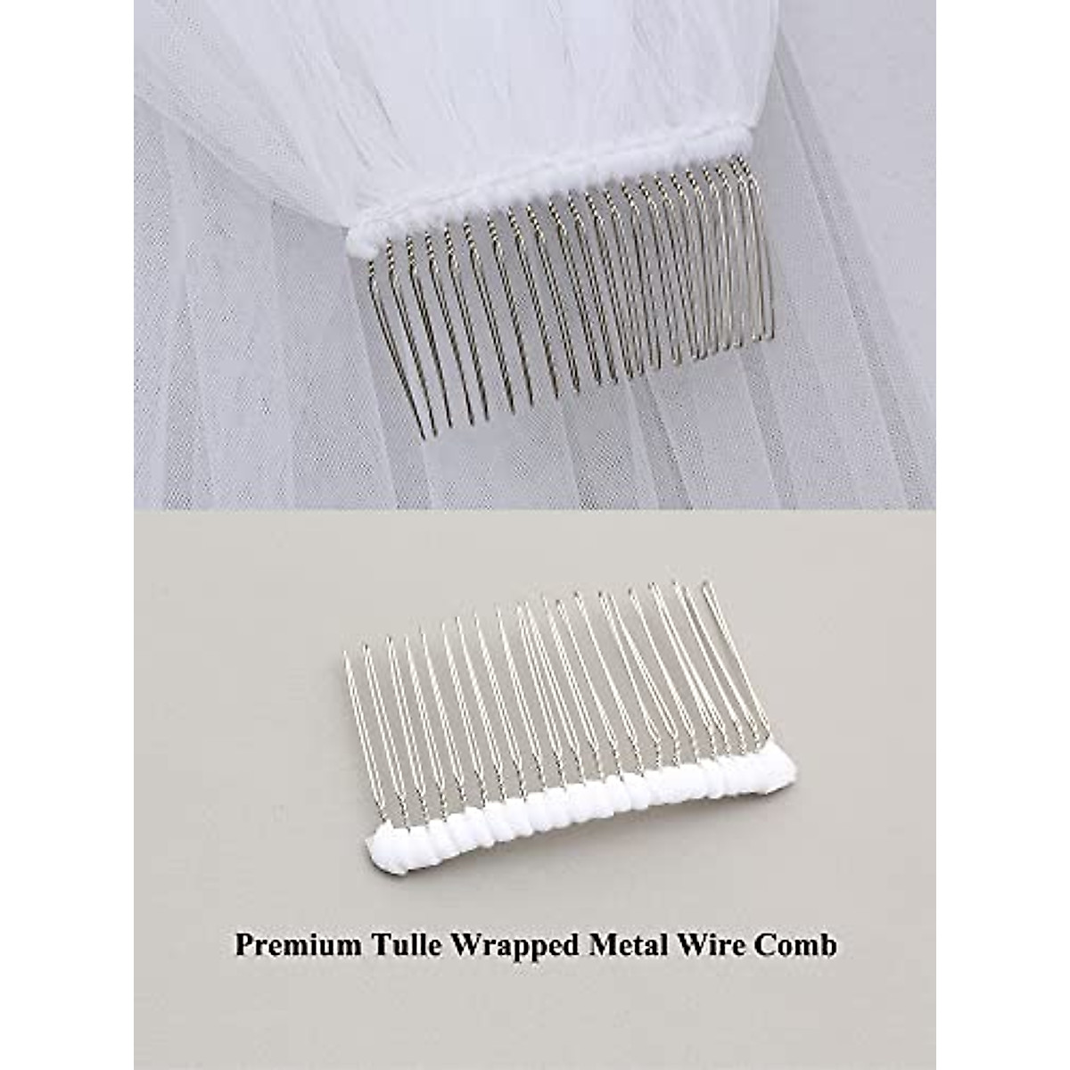 SAMKY 1T 1 Tier 1/8" Ribbon Edge Wedding Veil - Light Ivory Fingertip Length 36" V538