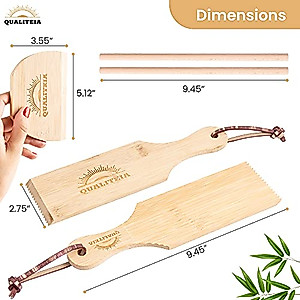Qualiteia Gnocchi Board Set for Rolling Dough - 2 Pcs Paddles Rollers 1 Pc Cutter Authentic Pasta Shaper Tools Butter Maker Garganelli Cavatelli Tortellini Cavarola Roller Great Cutlery Gift, 9