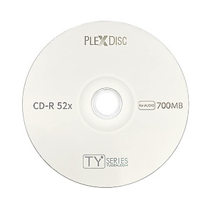 PlexDisc TY Series Blue CD-R 52X 700MB Digital Audio Logo Top Recordable Media Disc - 50pk Cake Box 669-814-BX (FFB), 50 Discs