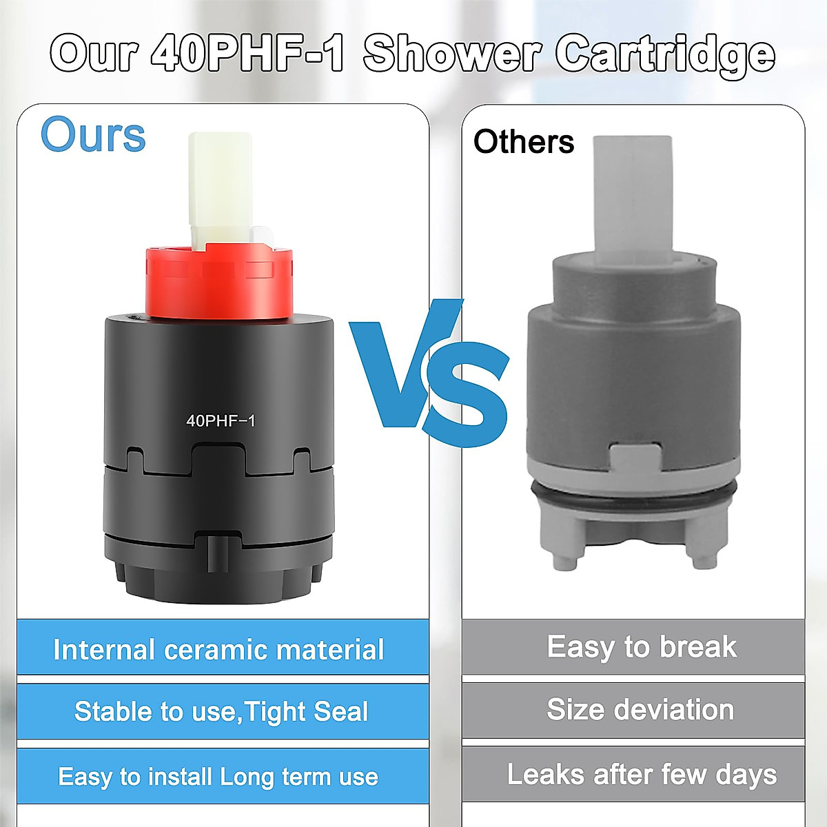 40PHF-1 40mm Pressure Balance Cartridge,Shower Cartridge Replacemen,Compatible With Shower Faucet for Shower Valve, Product Height 3.22 in (82mm) Width 1.57 in (40 mm)