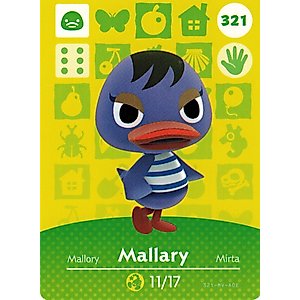 Nintendo Animal Crossing Happy Home Designer Amiibo Card Mallary 321/400 USA Version
