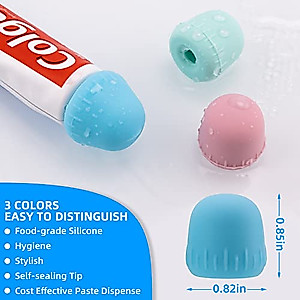6-Pack Toothpaste Cap, Gelibo Self Closing Toothpaste Squeezer Dispenser for Kids and Adults, Easy to Use, Food Grade Silicone and BPA-Free Toppers, Hygiene No Waste No Mess