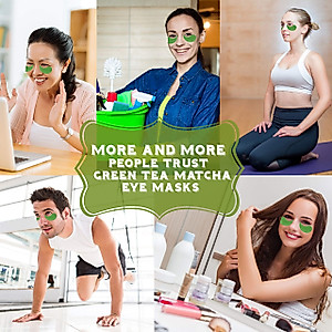 Suprance Green Tea Matcha Eye Mask Under Eye Patches Treatment for Dark Circles, Eye Bags, Puffiness - Anti-Wrinkle With Hyaluronic Acid and Collagen - 30 Pairs/60 Pcs.