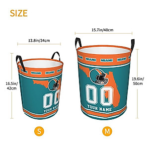Custom Miami Laundry Hamper Personalized Football Style Laundry Basket with Name Number Custom Laundry Basket for Bedroom Bathroom