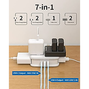 Travel Power Strip with USB C, NTONPOWER 4 Outlets 3 USB(1 USB-C), 4ft Flat Plug Extension Cord with USB C Ports, Portable Power Strip Flat Plug, Compact for Travel Hotel Cruise Essentials, White