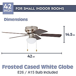 Prominence Home 80029-01 Alvina Led Globe Light Hugger/Low Profile Ceiling Fan, 42 inches, Satin Nickel