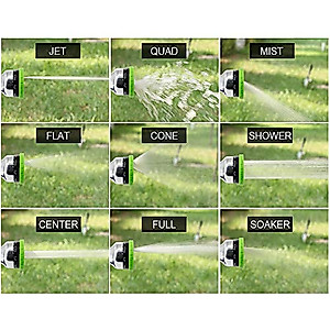 Twinkle Star Heavy Duty Garden Pattern Nozzle, Fits All Standard Garden Hoses, 9 Adjustable Patterns Water Jet Pistol Grip Trigger - for Car Wash, Patio Cleaning, Watering Lawn/Garden, Shower Pets