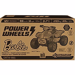 Power Wheels Power Wheels Barbie Pink Racing ATV, 12V battery-powered ride-on vehicle for preschool kids ages 3-7 years (Amazon Exclusive)