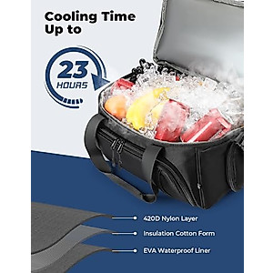 DEERFAMY Super Large Lunch Bag Insulated Cooler Bag Lunch Bag for Women Men, Lightweight Soft Cooler Bag Portable for Work Travel Road-Trip Sport Camping Picnic Black