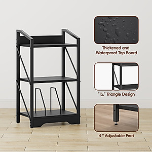 Vagusicc Bookshelf, 3 Tier Industrial Bookcase, Metal Small Bookcase, Rustic Etagere Book Shelf Storage Organizer for Living Room, Bedroom, Home Office, Small Bookshelf for Small Spaces (Black)