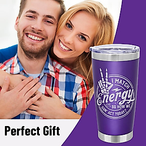 Generic Funny gifts for women-match energy tumbler-Birthday Gifts for Women Funny, Witty & Sarcastic Travel Coffee Mug W/Slider Lid-Cheer up somebody’s day gift-Engraved 20oz Tumbler, small