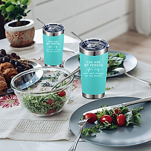 ATHAND Greys Anatomy Stainless Steel Tumbler with Straw Lid 20oz - You Are My Person Green Vacuum Insulated Tumbler Coffee Cup Double Wall Travel Mug Valentines Bday Gifts for Friends,1 Pcs