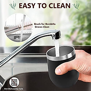 8 Oz Yerba Mate Cup, Tea Cup Set Include Stainless Steel Modern Mate Cup, 2 Bombilla Mate Straws, Cleaning Brush and BPA Free Lid, Double-Walled and Hot & Cold Drink, for Mate Tea, Coffe, Drinks