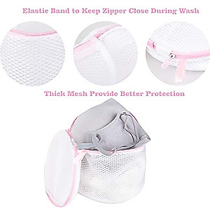 Wanapure Bra Wash Bag, Mesh Laundry Bag with Zipper for Lingerie, Delicates, Intimates, Panties, Lace, Underwear, Socks, Tights, Stocking, Washing Machine (Pink & Purple, 5 Pack (3 Regular & 2 Large))