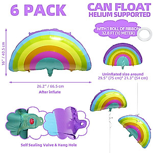 Colorful Rainbow Balloon Rainbow Bridge Balloon Blue Sky White Cloud Themed Party Supplies For Birthday Baby Shower Wedding Bridal Shower, 6 Pack Rainbow Foil Balloons Rainbow Pride Day Balloons