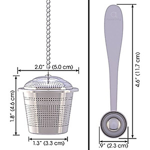 Loose Leaf Tea Infuser (Set of 2) with Tea Scoop and Drip Dray by Apace - Ultra Fine Stainless Steel Strainer & Steeper for a Superior Brewing Experience