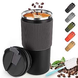 RNGODO Travel Coffee Mug - 450ml / 15oz Stainless Steel Insulated Coffee Tumbler with Leakproof Lid,Double Walled Insulated Vacuum Coffee Mug,Car Coffee Mug to Go for Coffee,Hot Cold Water Travel Mug