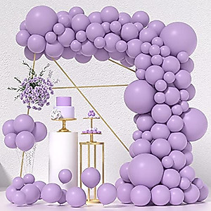ZFUNBO Pastel Purple Balloons Garland Arch Kit 95 pcs 18/12/10/5 Inch Light Purple Balloons Different Sizes Purple Latex Balloon for Baby Shower Gender Reveal Wedding Birthday Purple Party Decorations
