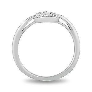 Jewelili Hallmark Fine Jewelry Sterling Silver 1/8 Cttw Natural White Round Diamond Peace Sign Ring, Size 6