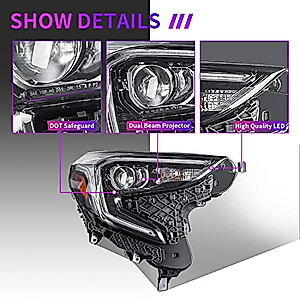 Archaic Headlights Assembly Compatible with 2018-2021 GMC Terrain SL SLE SLT,for OE Xenon/HID,Passenger Side/Right,84312727, 84610586, 84751230