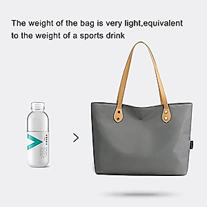 Large Tote Bag for Women, Waterproof Nylon Tote Bag, Lightweight Handbags Shoulder Bags,School,Work,Shopping Daily Use (Black)