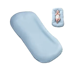 Baby Nest Pillow Soft Organic Cotton Slipcover,Vohunt Baby Lounger Co-Sleeper for Baby,Newborn Lounger for Boys & Girls(Blue)